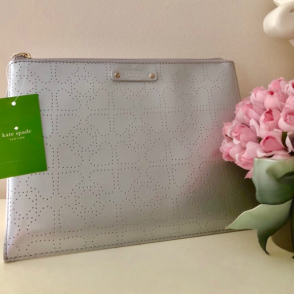 kate spade | Accessories | Kate Spade Large Silver Pouch | Poshmark